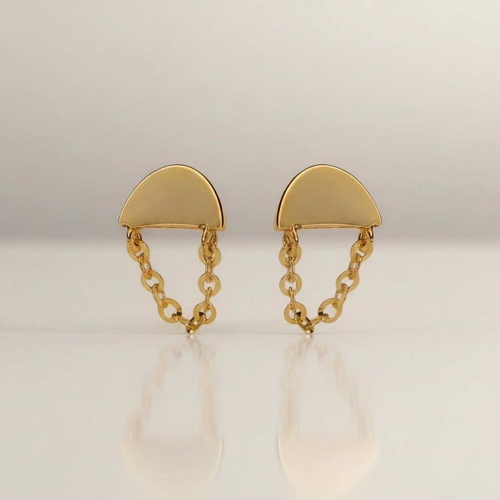 Spirit Jewellery 9ct Gold Mini Chain Drop Stud - Handmade silver jewellery